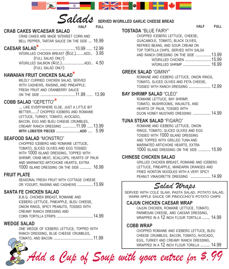 Salads Menu PinocchioPS Salads Menu PinocchioPS